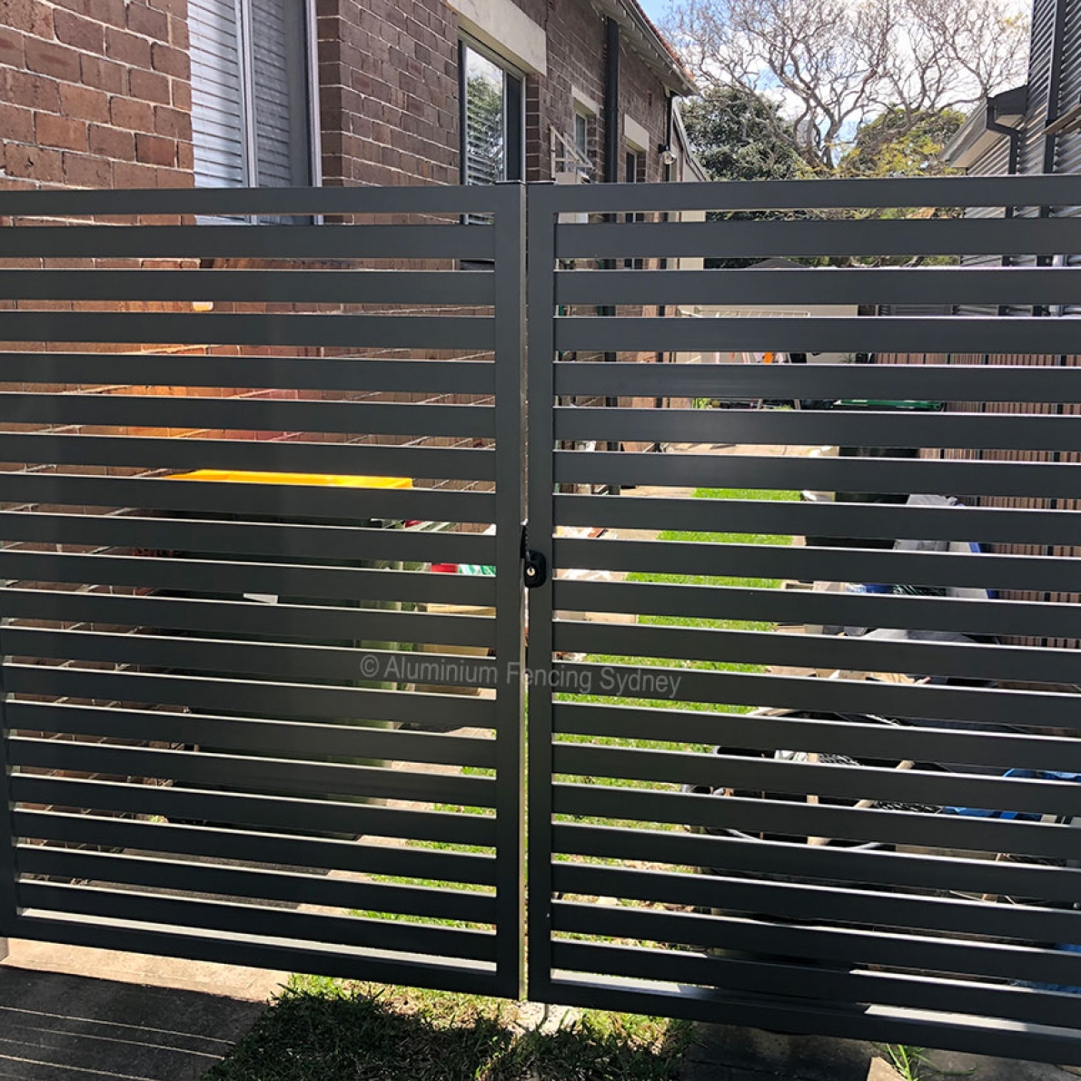 Aluminium, colorbond and timber double swinging gates | AFS